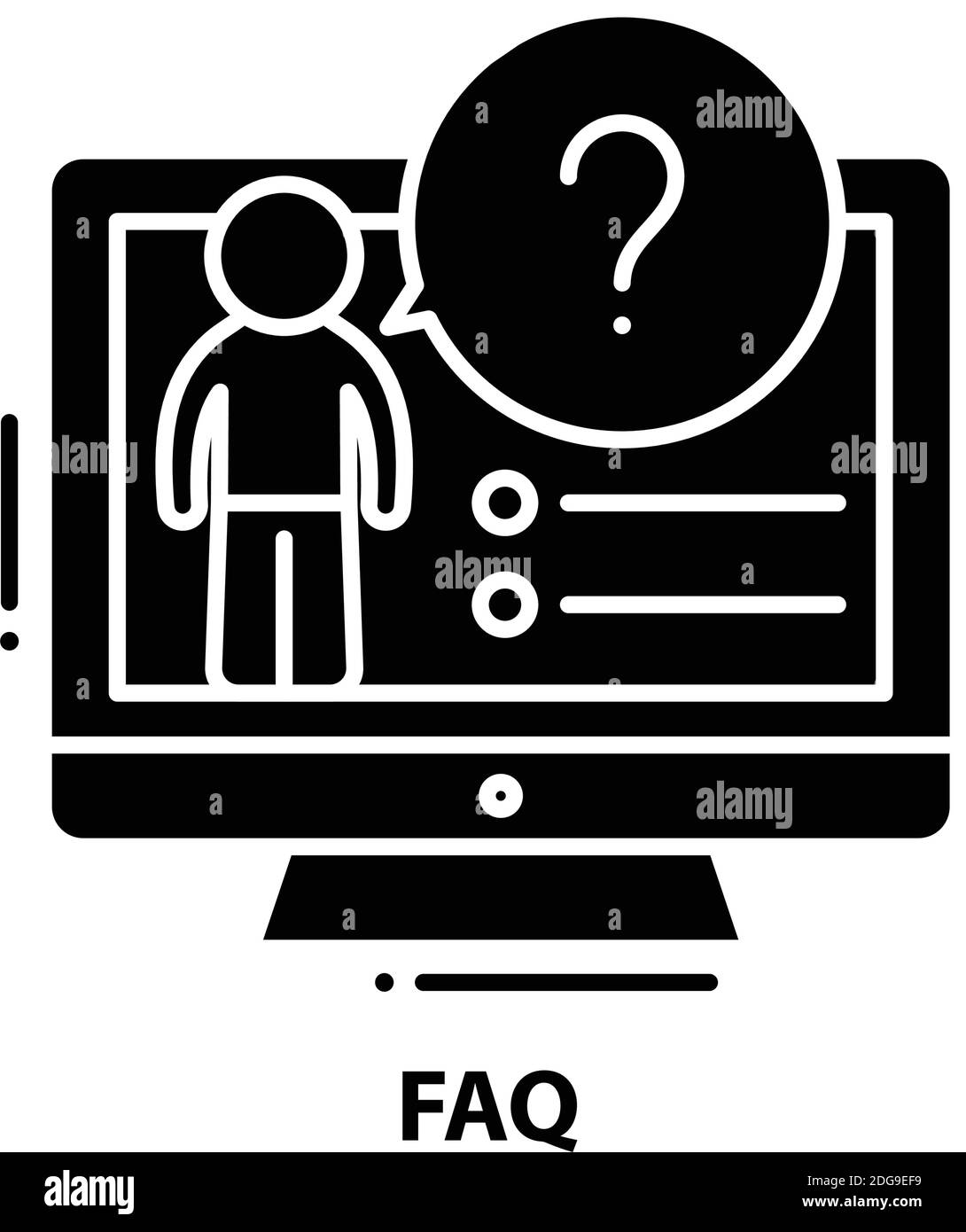 Faq Symbol Icon Black Vector Sign With Editable Strokes Concept