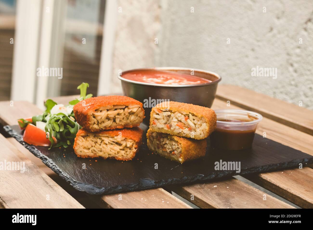 Classic, Italian arancini. deep fried Rice balls with minced meat and ...