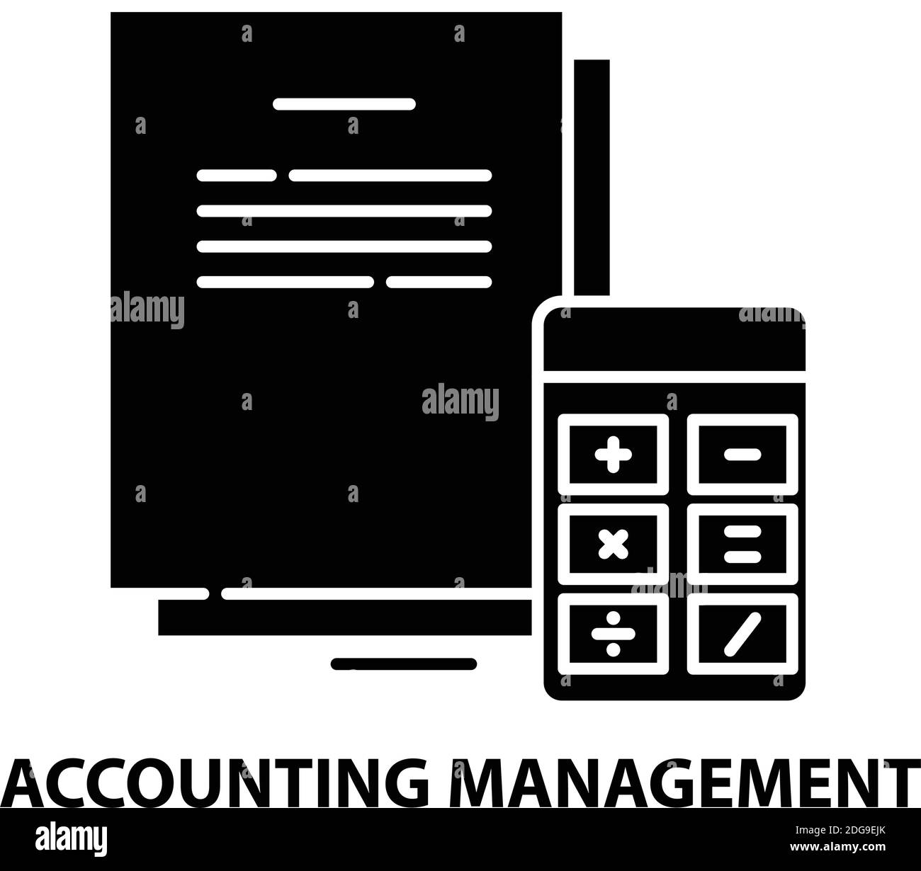 accounting management icon, black vector sign with editable strokes ...