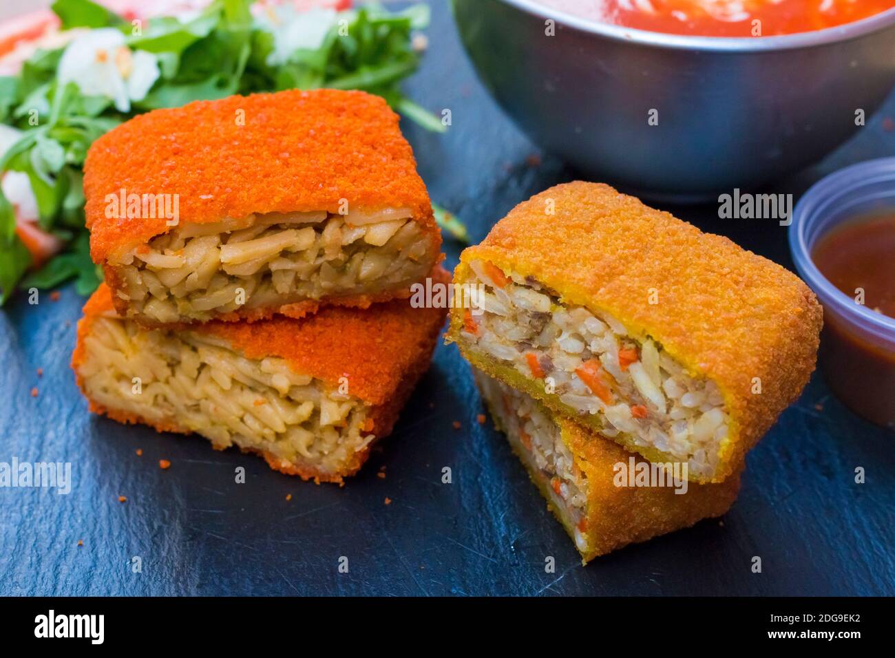 Classic, Italian arancini. deep fried Rice balls with minced meat and ...