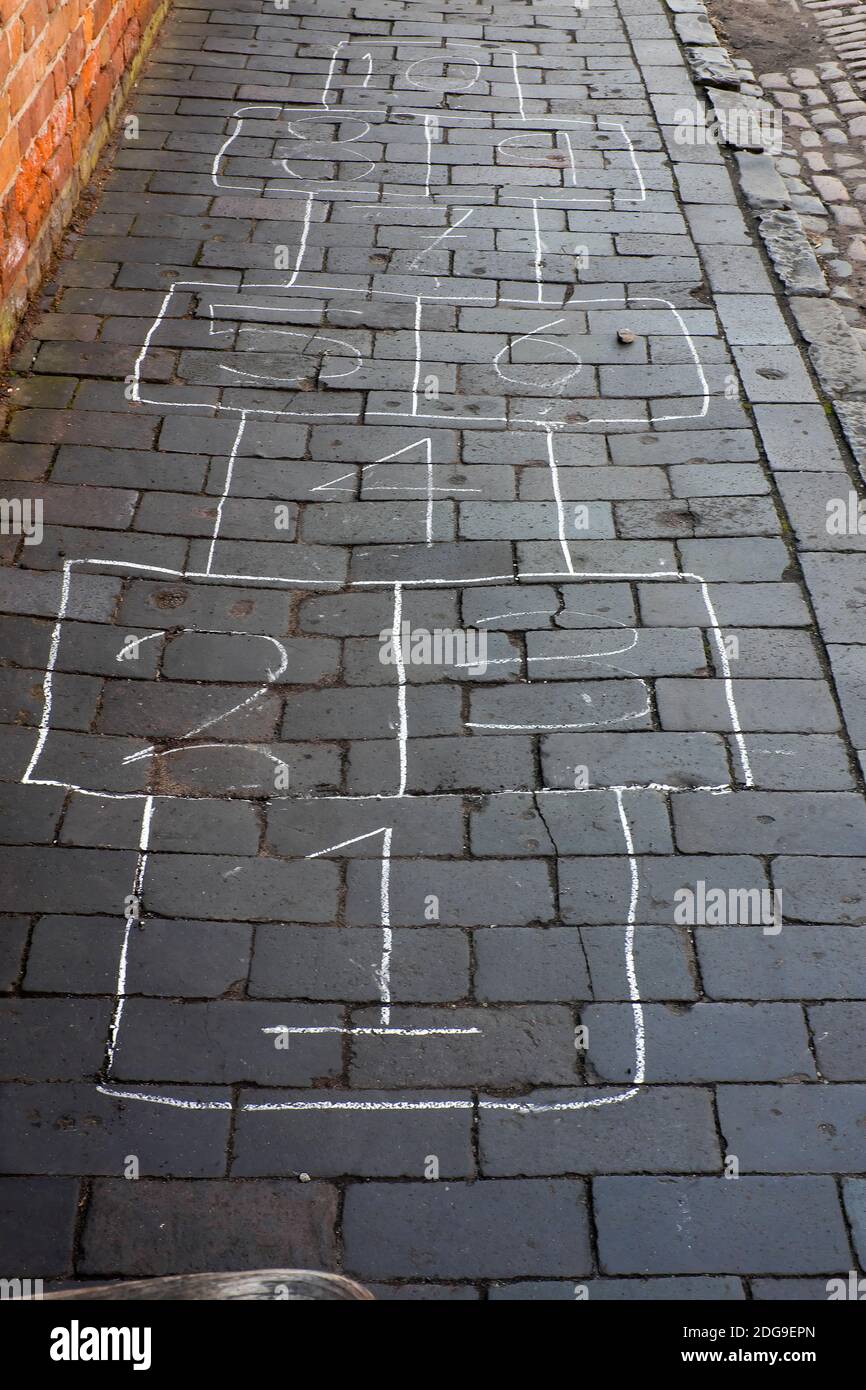 Hopscotch Box Marked Out In Chalk On A Pavement At A 1940's WW2 ...