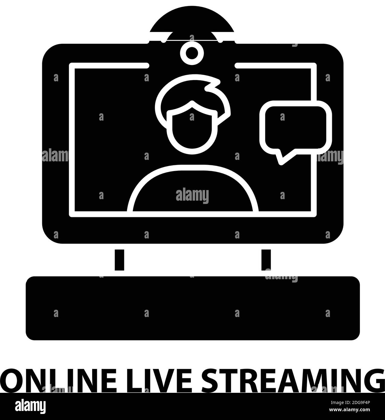 online live streaming icon, black vector sign with editable strokes ...