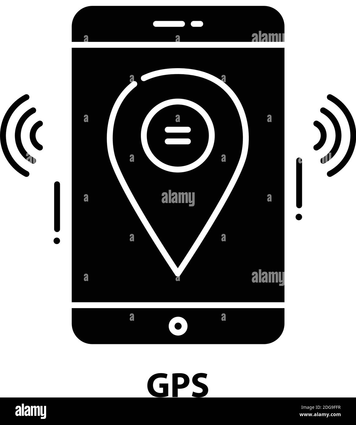 gps icon, black vector sign with editable strokes, concept illustration ...