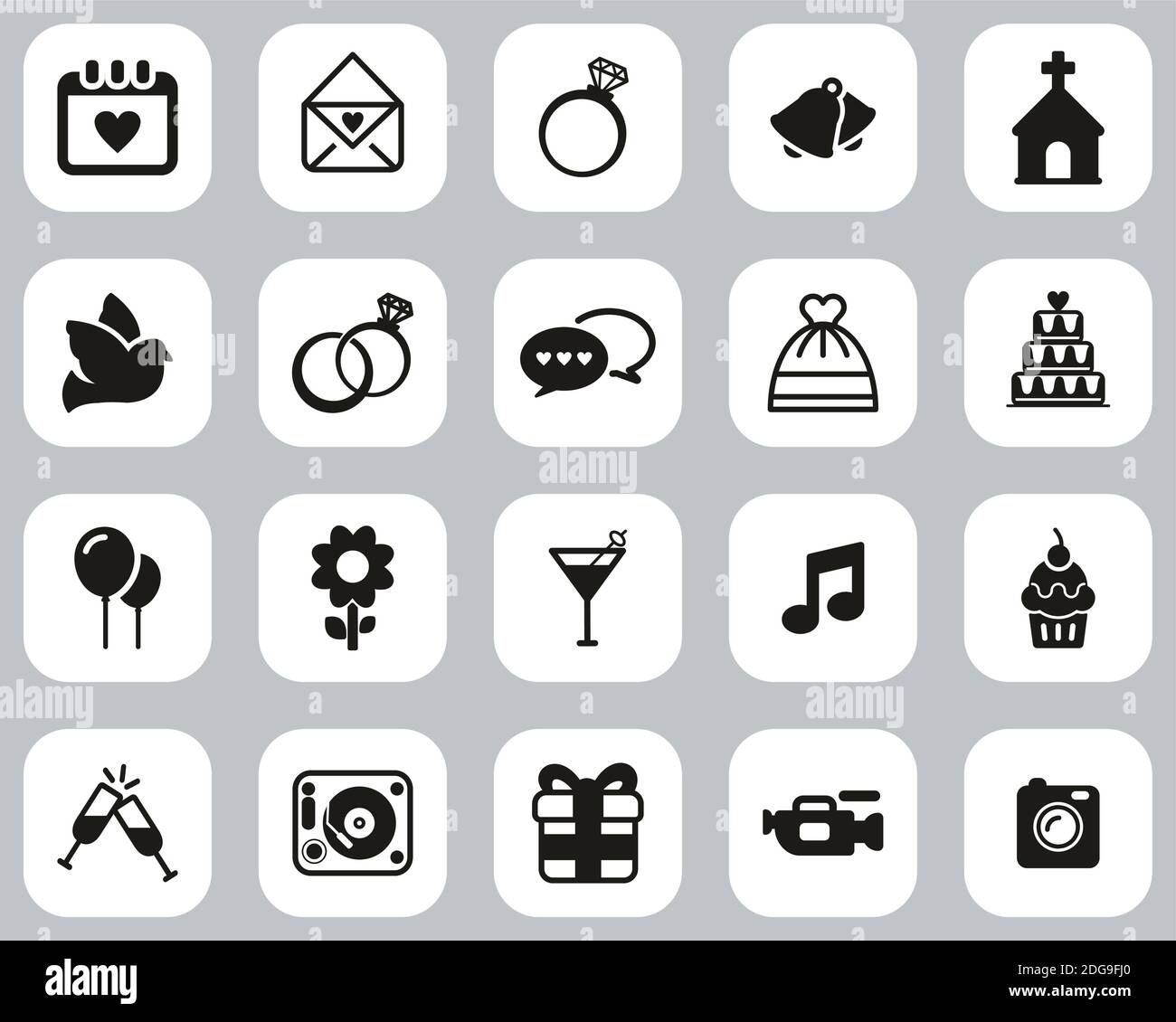 Wedding Icons Black & White Flat Design Set Big Stock Vector Image & Art - Alamy