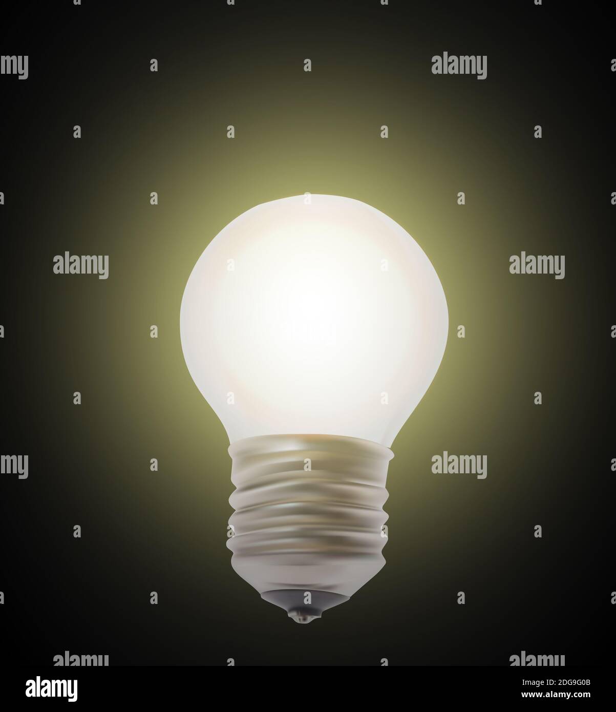 Naturalistic lit glowing light bulb. Lighting on black background ...