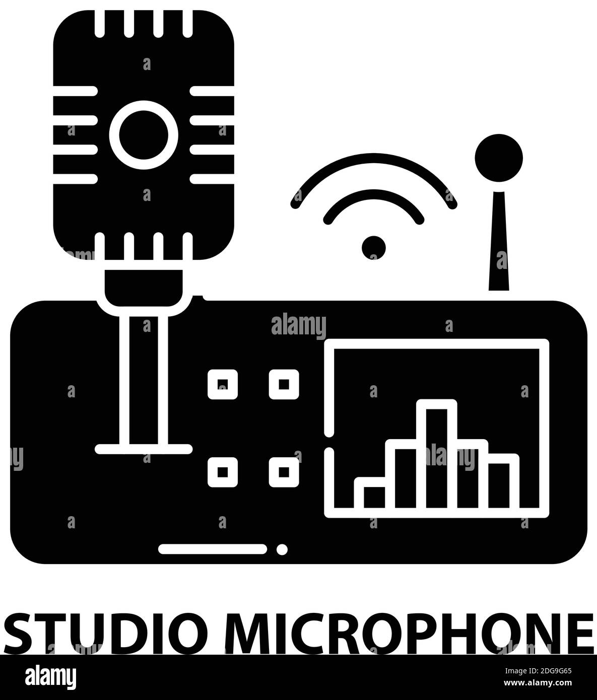 studio microphone icon, black vector sign with editable strokes ...