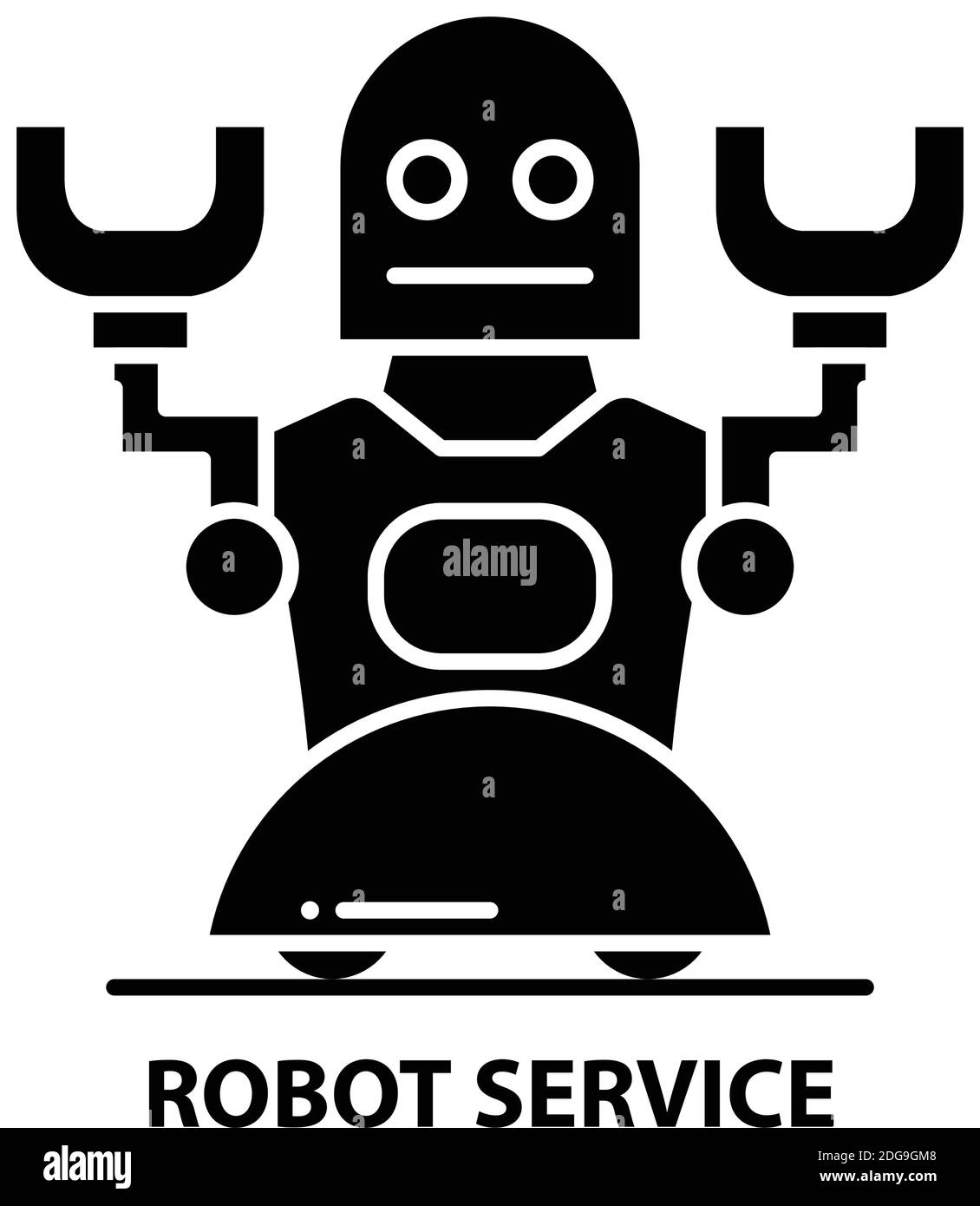 robot service icon, black vector sign with editable strokes, concept ...