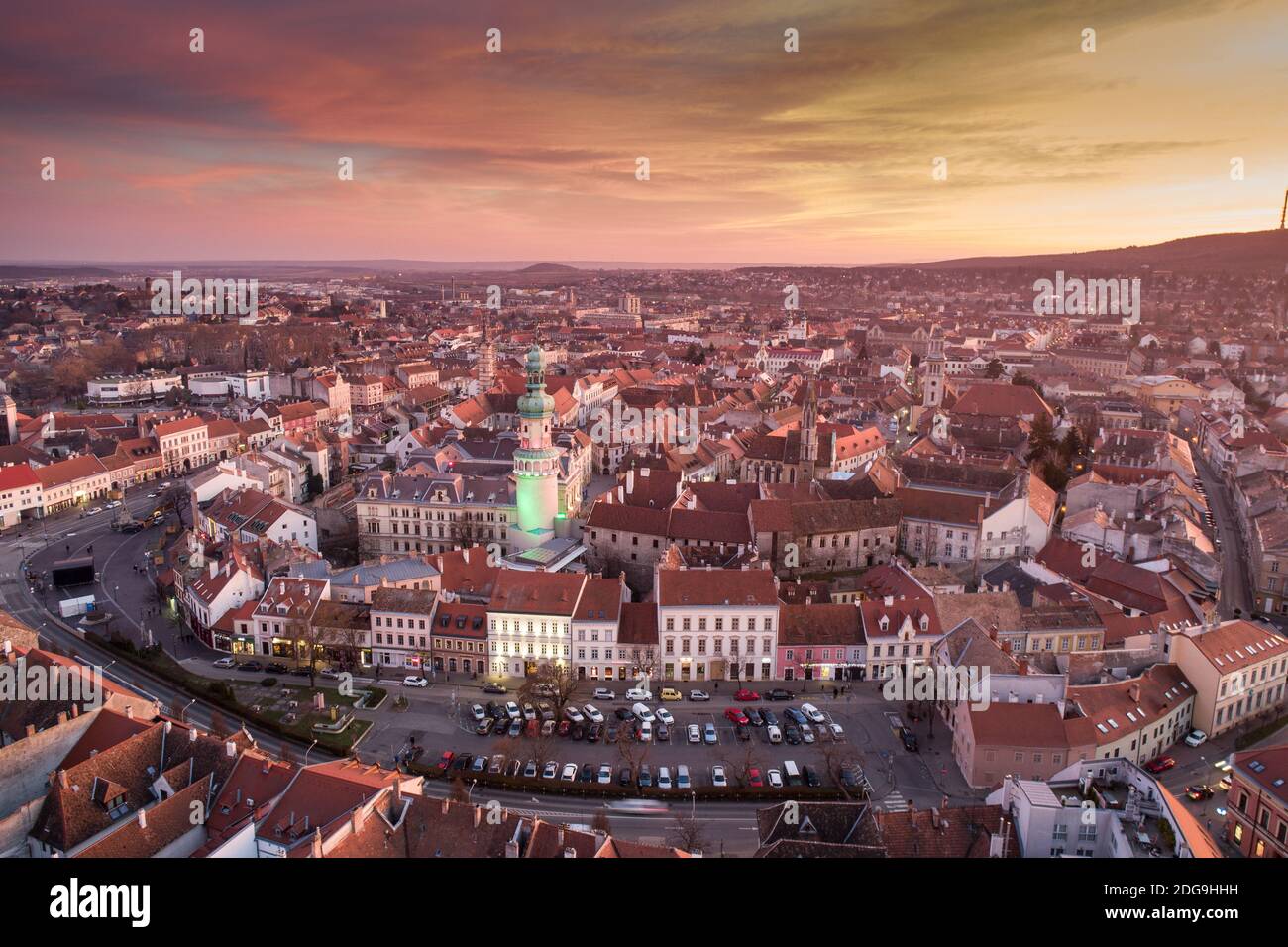 Aerial panorama of medieval Sopron with fire tower Stock Photo - Alamy