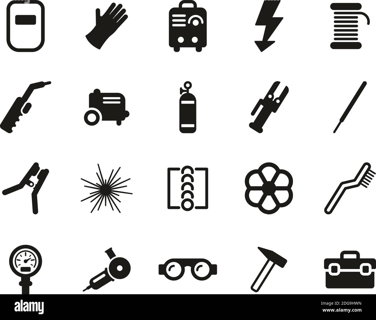 Welding & Welding Equipment Icons Black & White Set Big Stock Vector ...