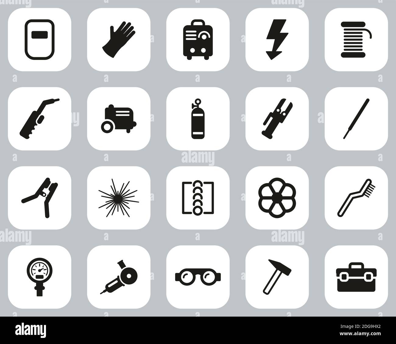 Welding & Welding Equipment Icons Black & White Flat Design Set Big ...