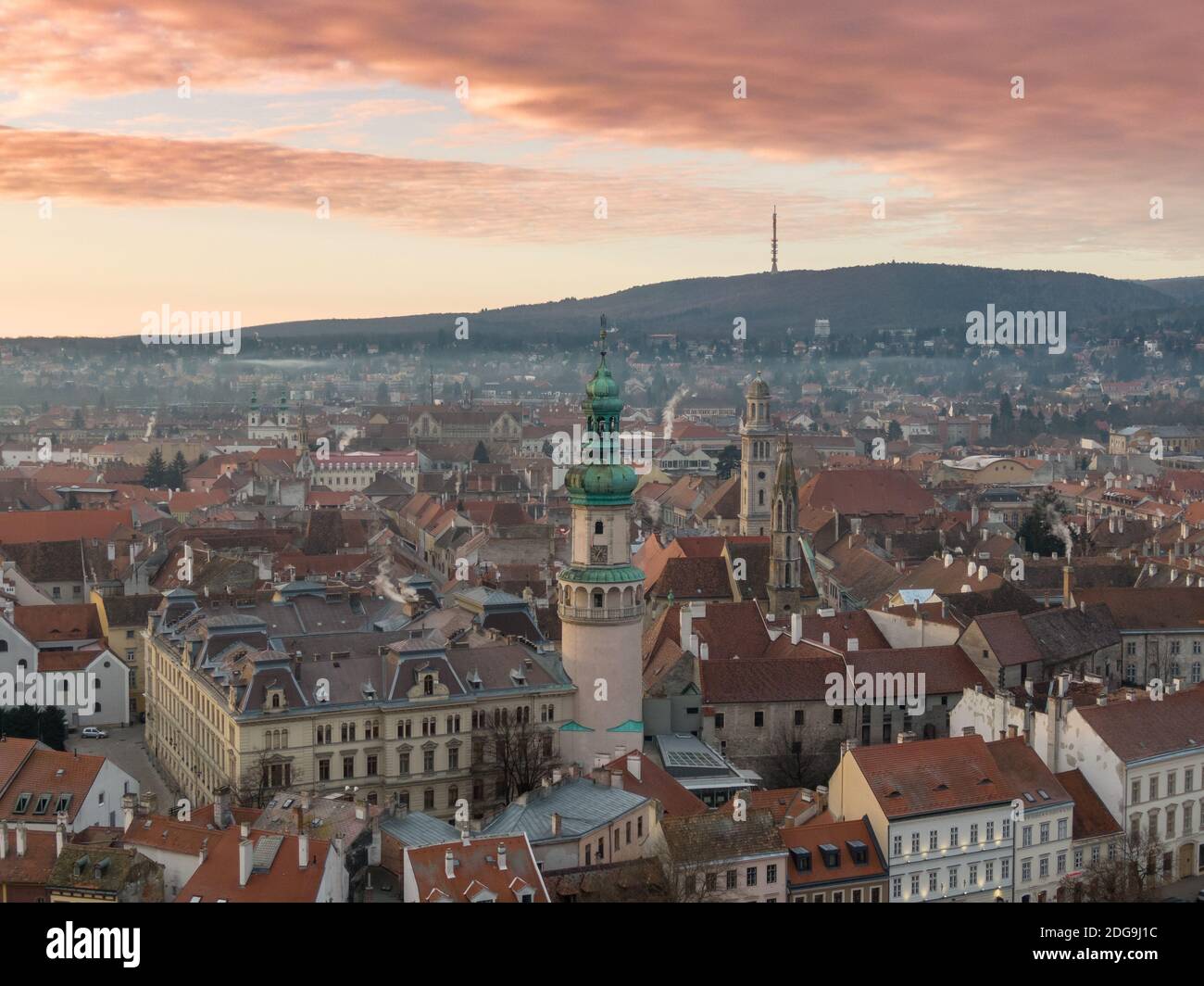 Aerial photo of medieval Sopron with fire tower Stock Photo - Alamy