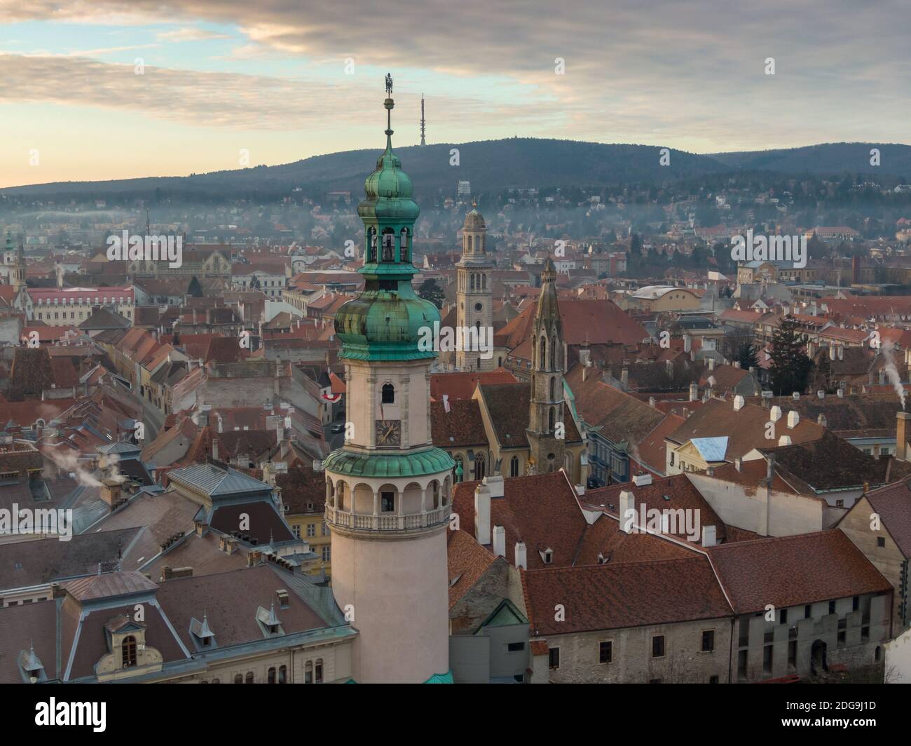 Aerial photo of medieval Sopron with fire tower Stock Photo - Alamy