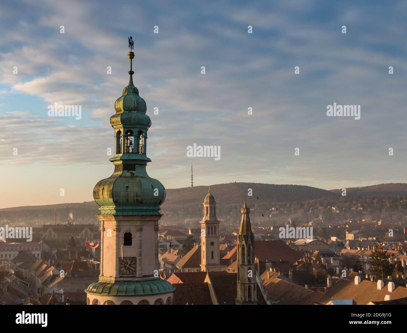 Aerial photo of medieval Sopron with fire tower Stock Photo - Alamy
