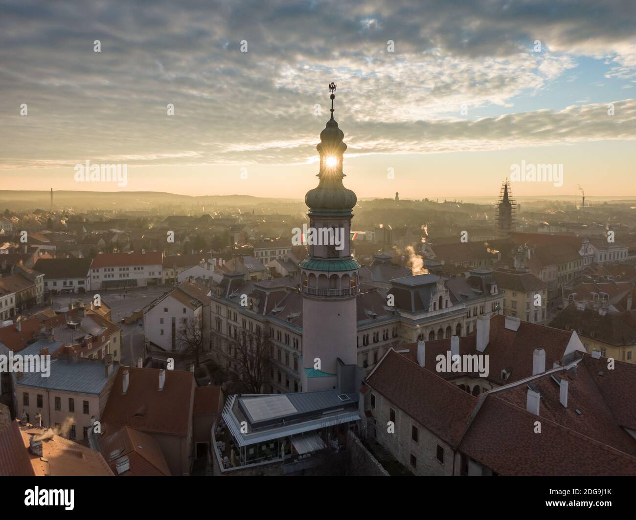 Aerial photo of medieval Sopron with fire tower Stock Photo - Alamy