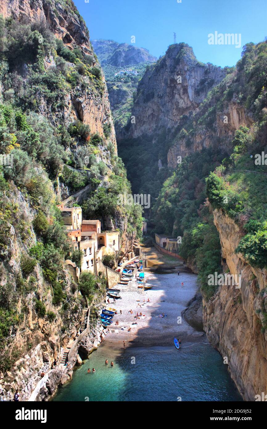 Aerial view of Furore fiord in Amalfi Coast, Italy Stock Photo - Alamy