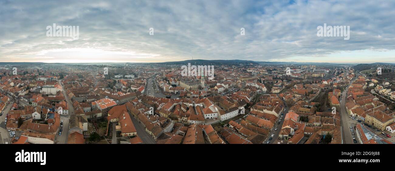 Aerial panorama of medieval Sopron with fire tower Stock Photo - Alamy