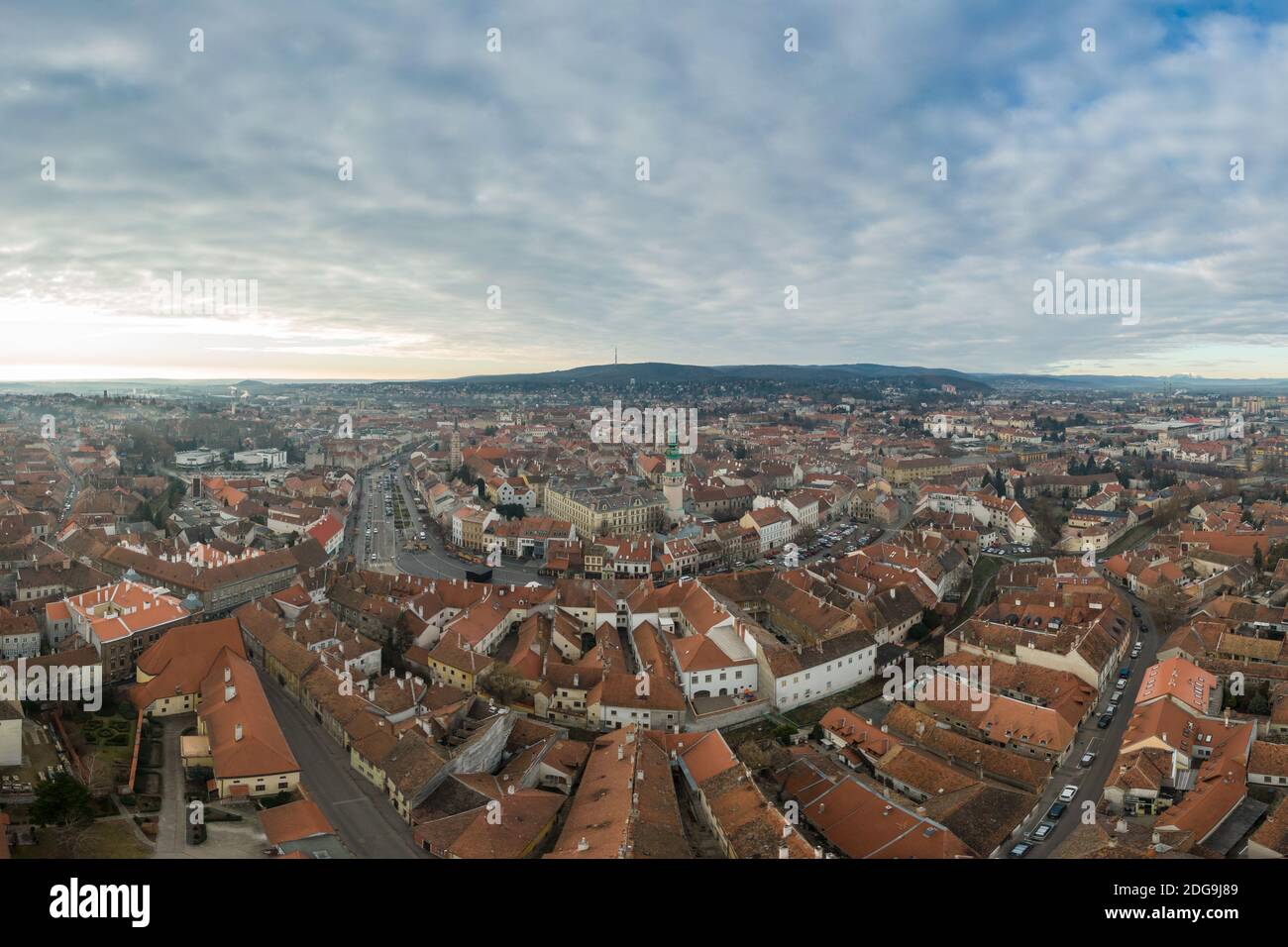 Aerial panorama of medieval Sopron with fire tower Stock Photo - Alamy