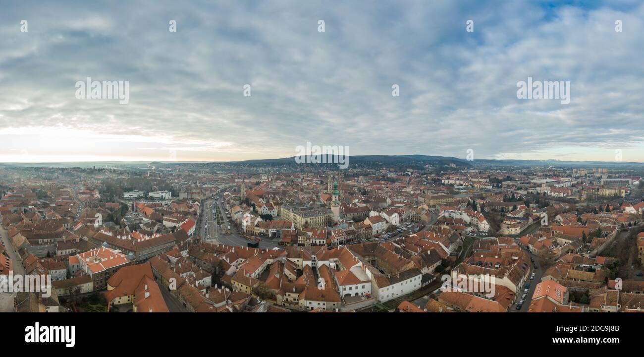 Aerial panorama of medieval Sopron with fire tower Stock Photo - Alamy