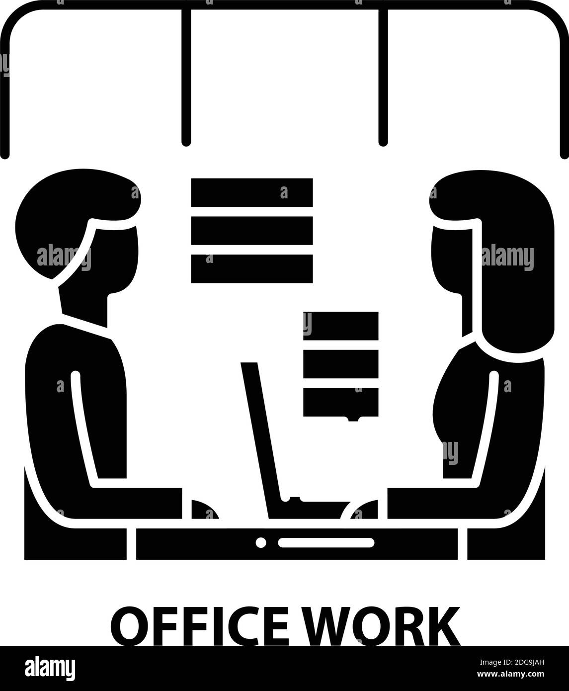 office work icon, black vector sign with editable strokes, concept ...