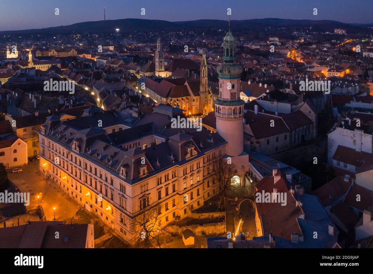 Aerial photo of medieval Sopron with fire tower Stock Photo - Alamy