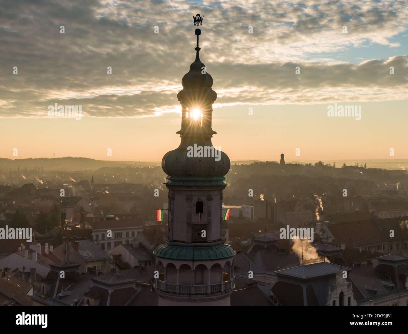Aerial photo of medieval Sopron with fire tower Stock Photo - Alamy