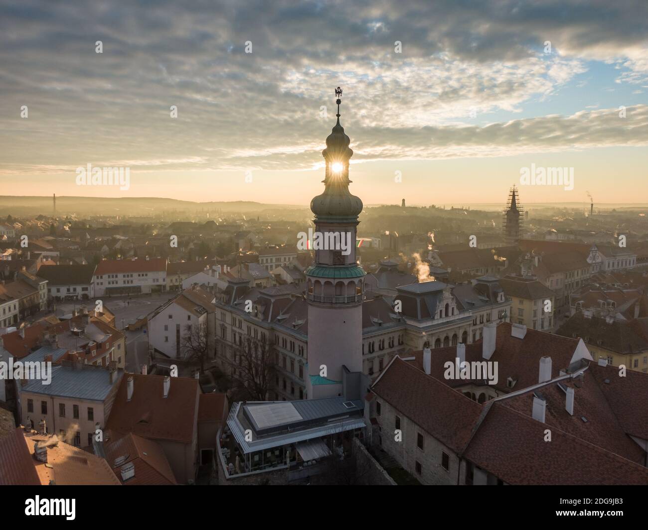 Aerial photo of medieval Sopron with fire tower Stock Photo - Alamy
