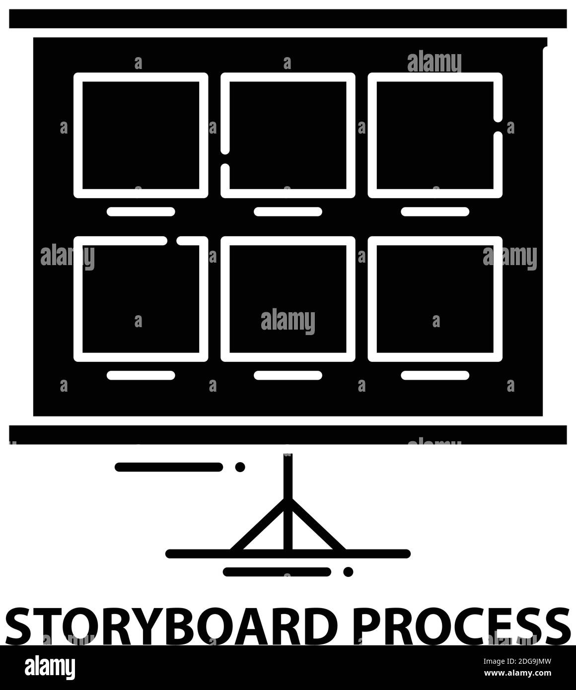 storyboard process icon, black vector sign with editable strokes ...