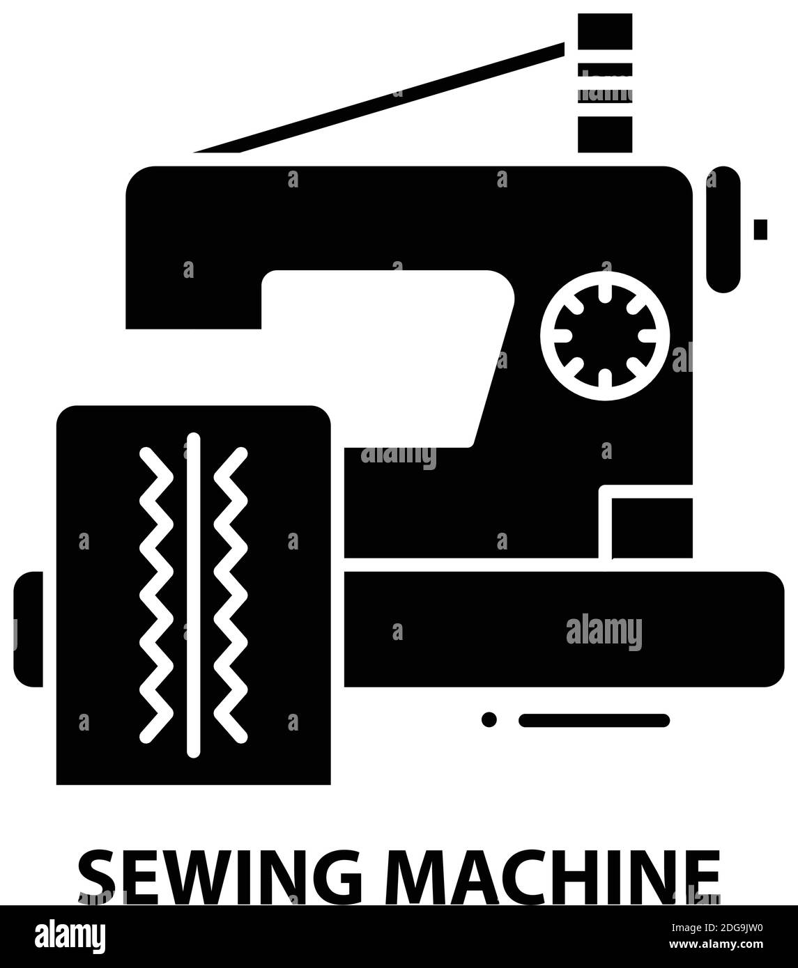 sewing machine sign icon, black vector sign with editable strokes ...