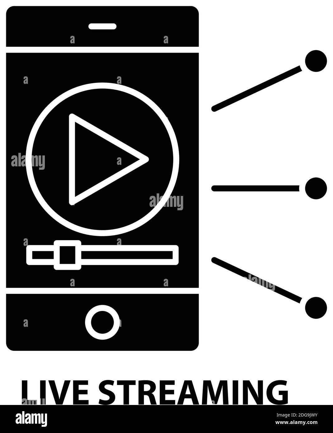 live streaming icon, black vector sign with editable strokes, concept ...