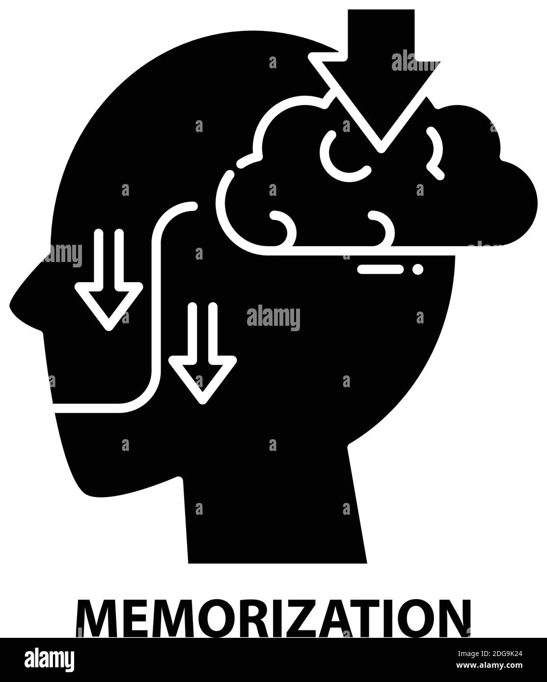 memorization icon, black vector sign with editable strokes, concept ...