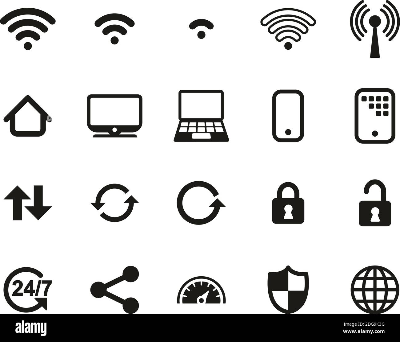 Wifi Connection Icons Black & White Set Big Stock Vector Image & Art ...