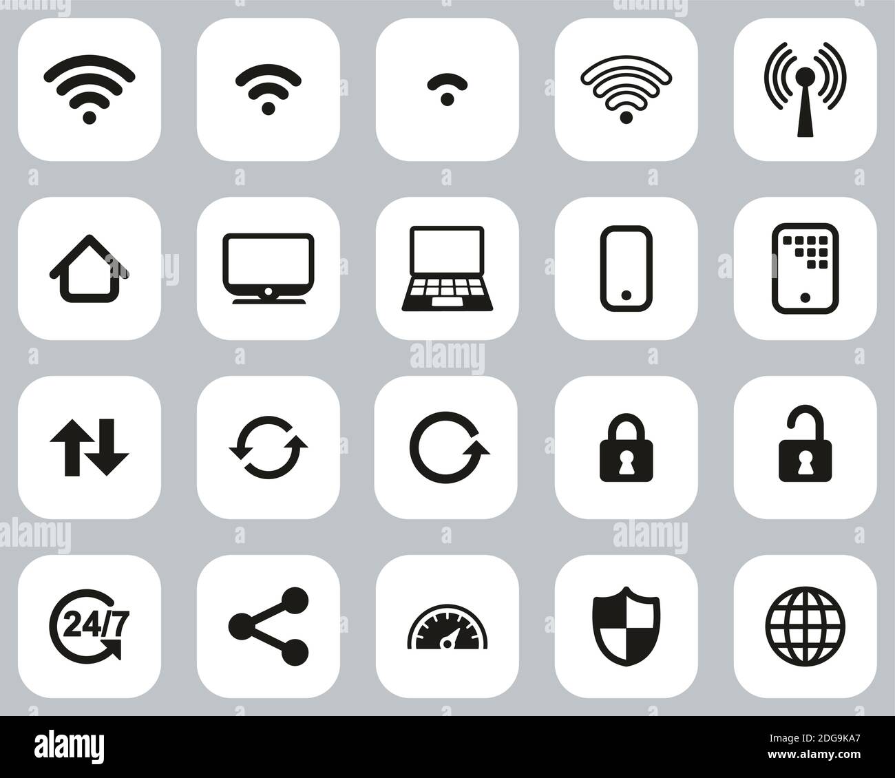 Wifi Connection Icons Black & White Flat Design Set Big Stock Vector ...