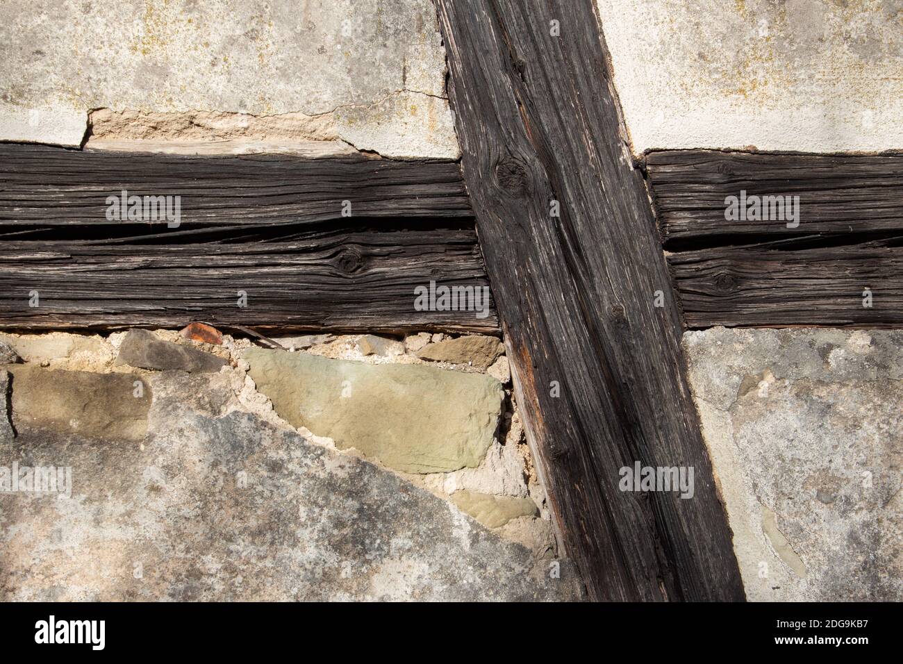 Details of wooden beams in a wall of a half timbered house Stock Photo ...