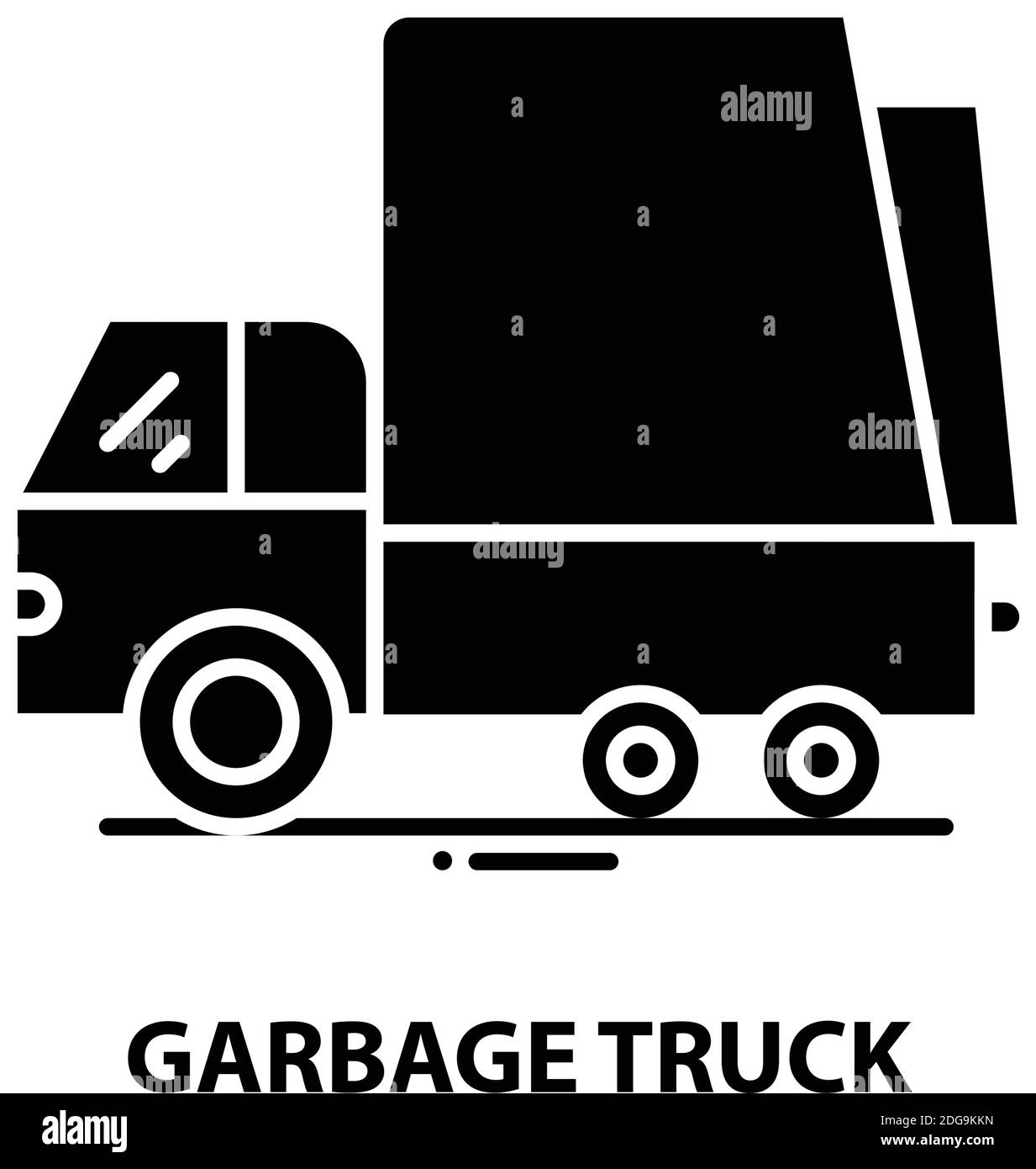 garbage truck icon, black vector sign with editable strokes, concept ...