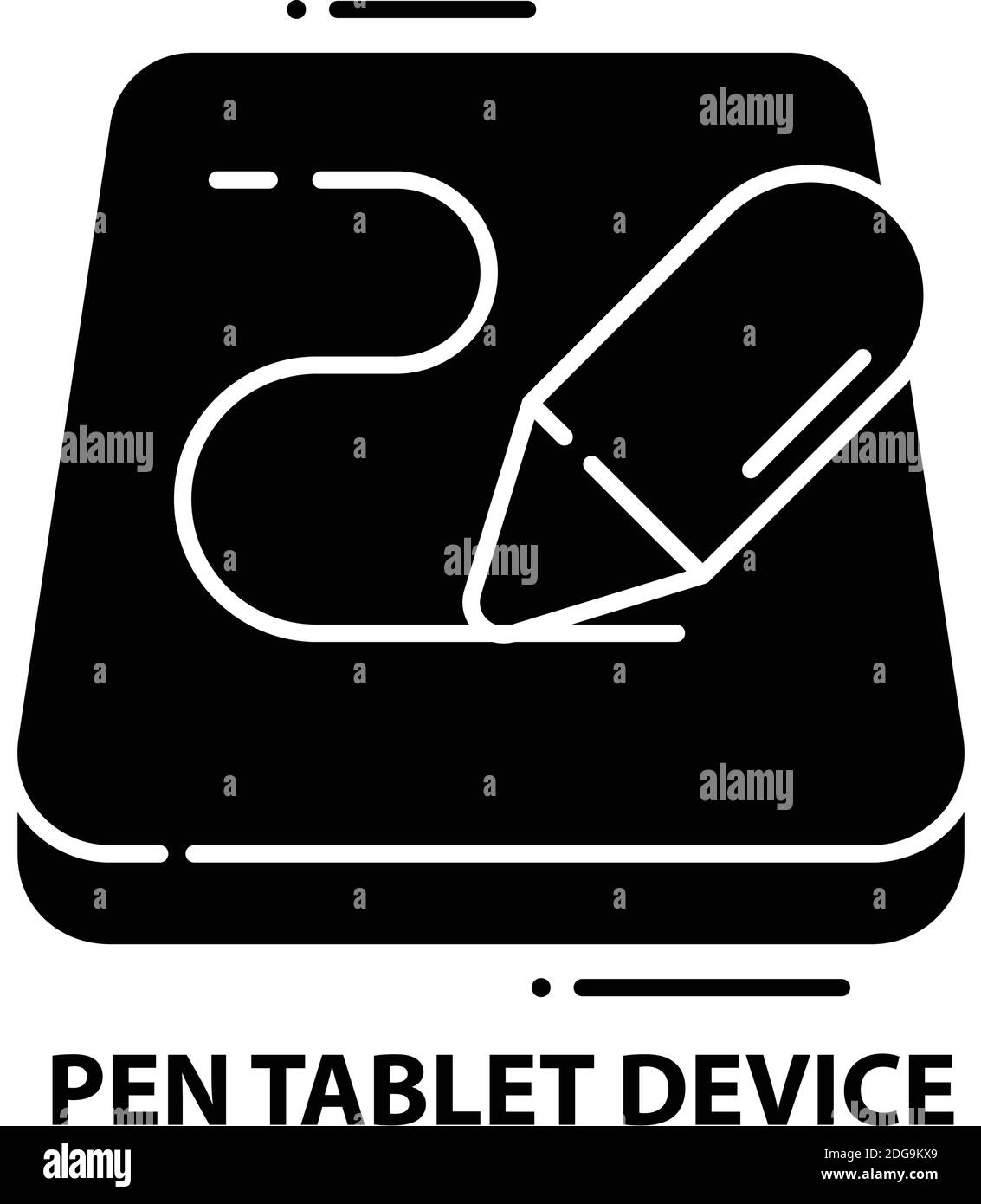 pen tablet device icon, black vector sign with editable strokes ...