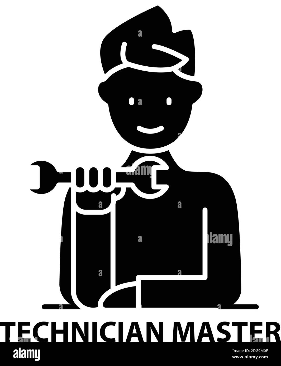 technician master icon, black vector sign with editable strokes ...