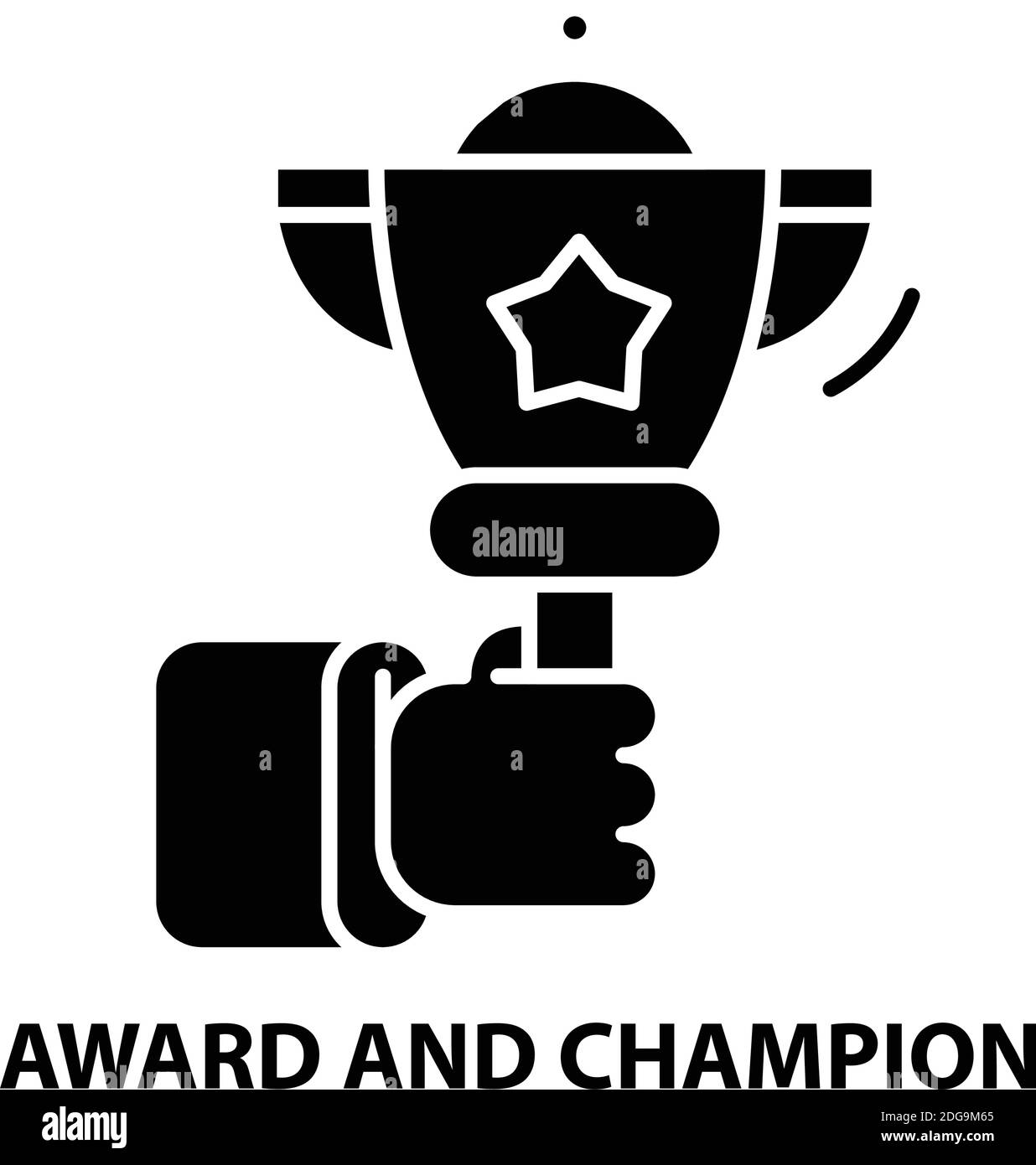 award and champion icon, black vector sign with editable strokes ...