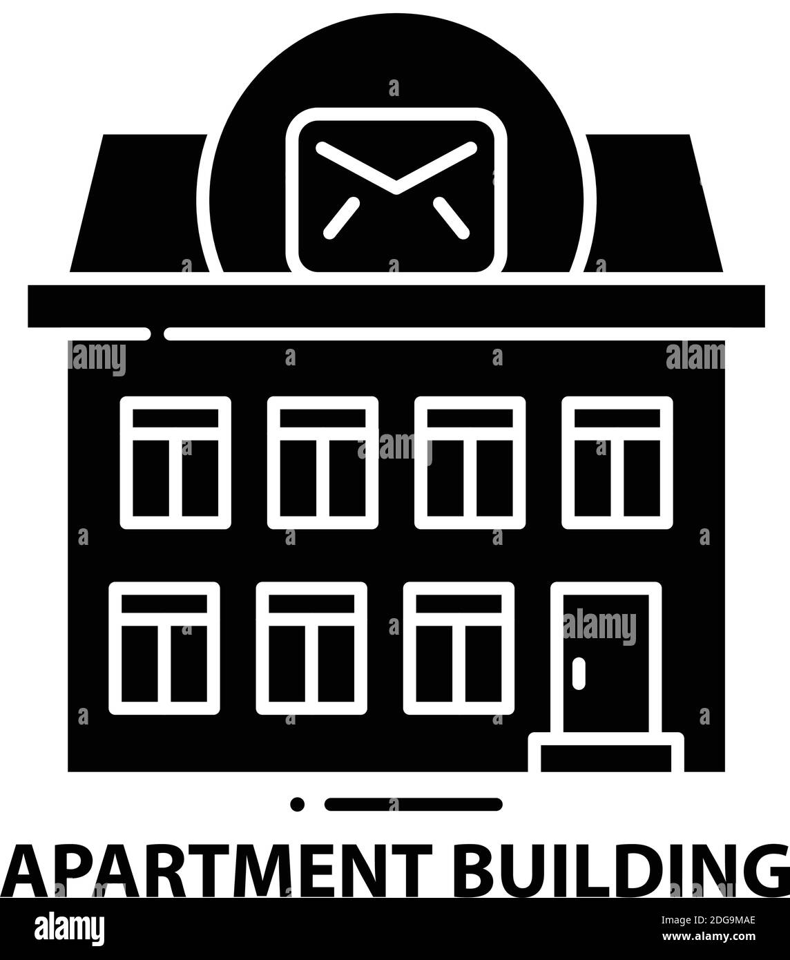 apartment building icon, black vector sign with editable strokes ...