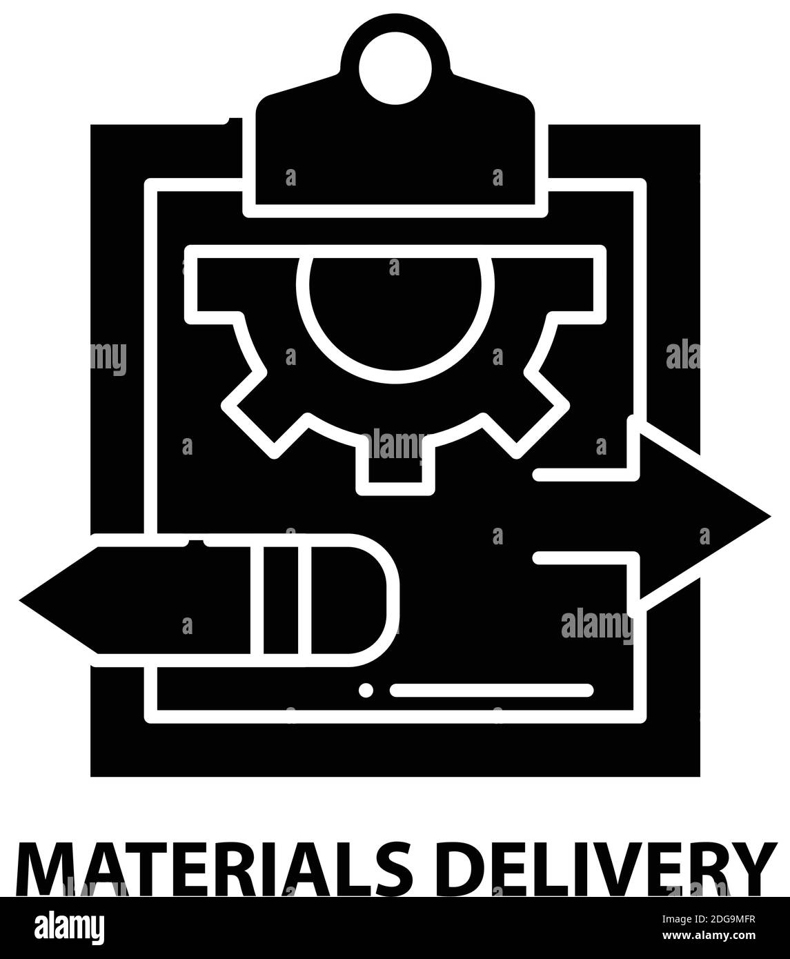 materials delivery icon, black vector sign with editable strokes ...