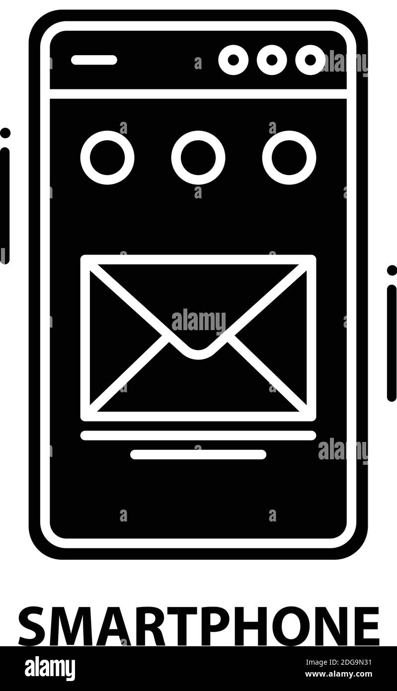 smartphone icon, black vector sign with editable strokes, concept ...