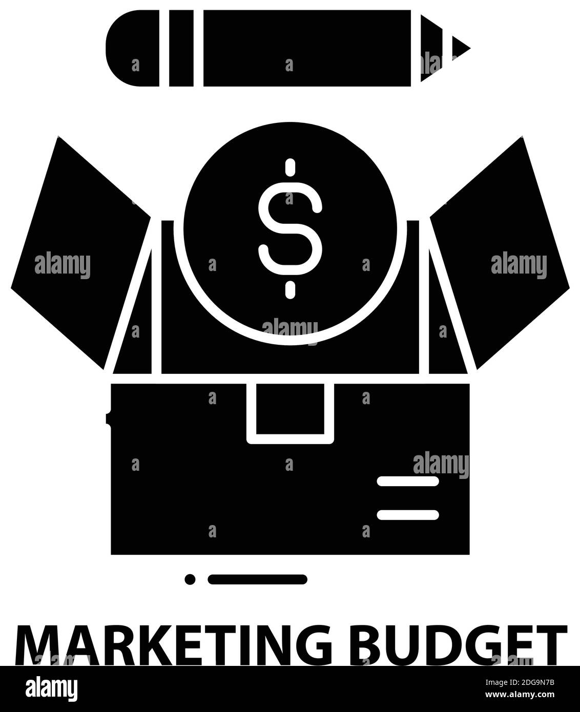 marketing budget icon, black vector sign with editable strokes, concept ...