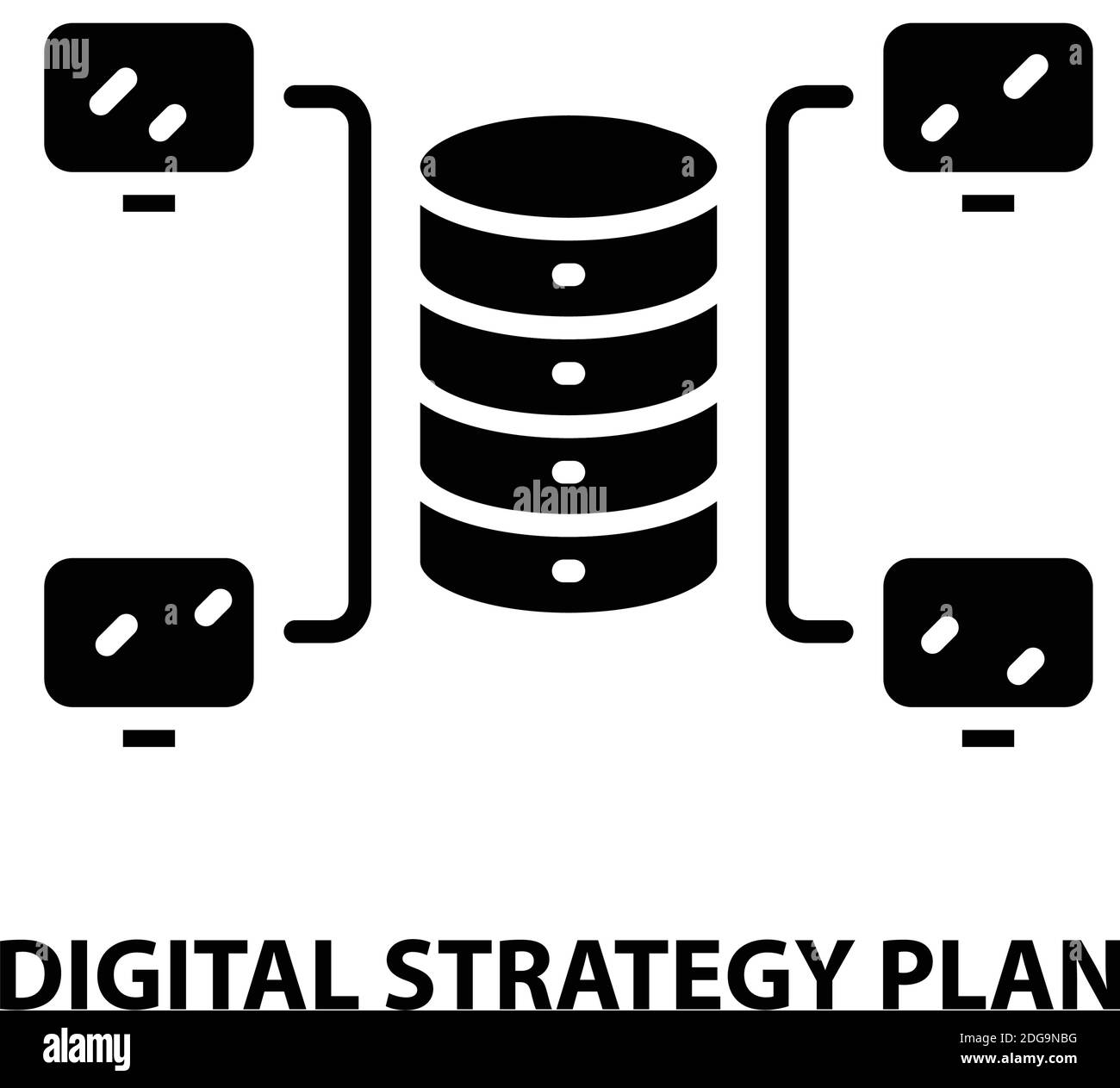 digital strategy plan symbol icon, black vector sign with editable ...