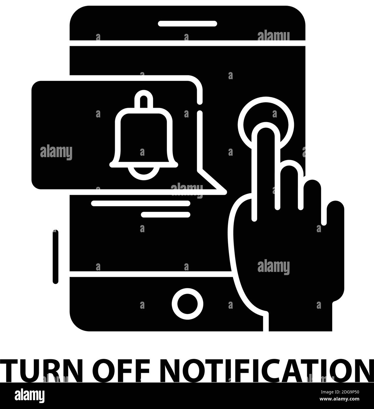 Turn Off Notification Icon Black Vector Sign With Editable Strokes Concept Illustration Stock