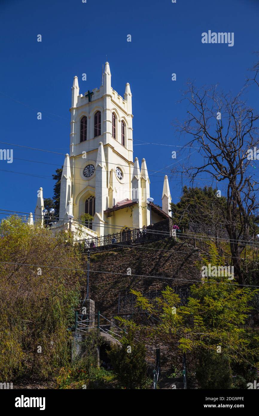 India, Himachal Pradesh, Shimla, The Ridge, Christ Church Stock Photo ...