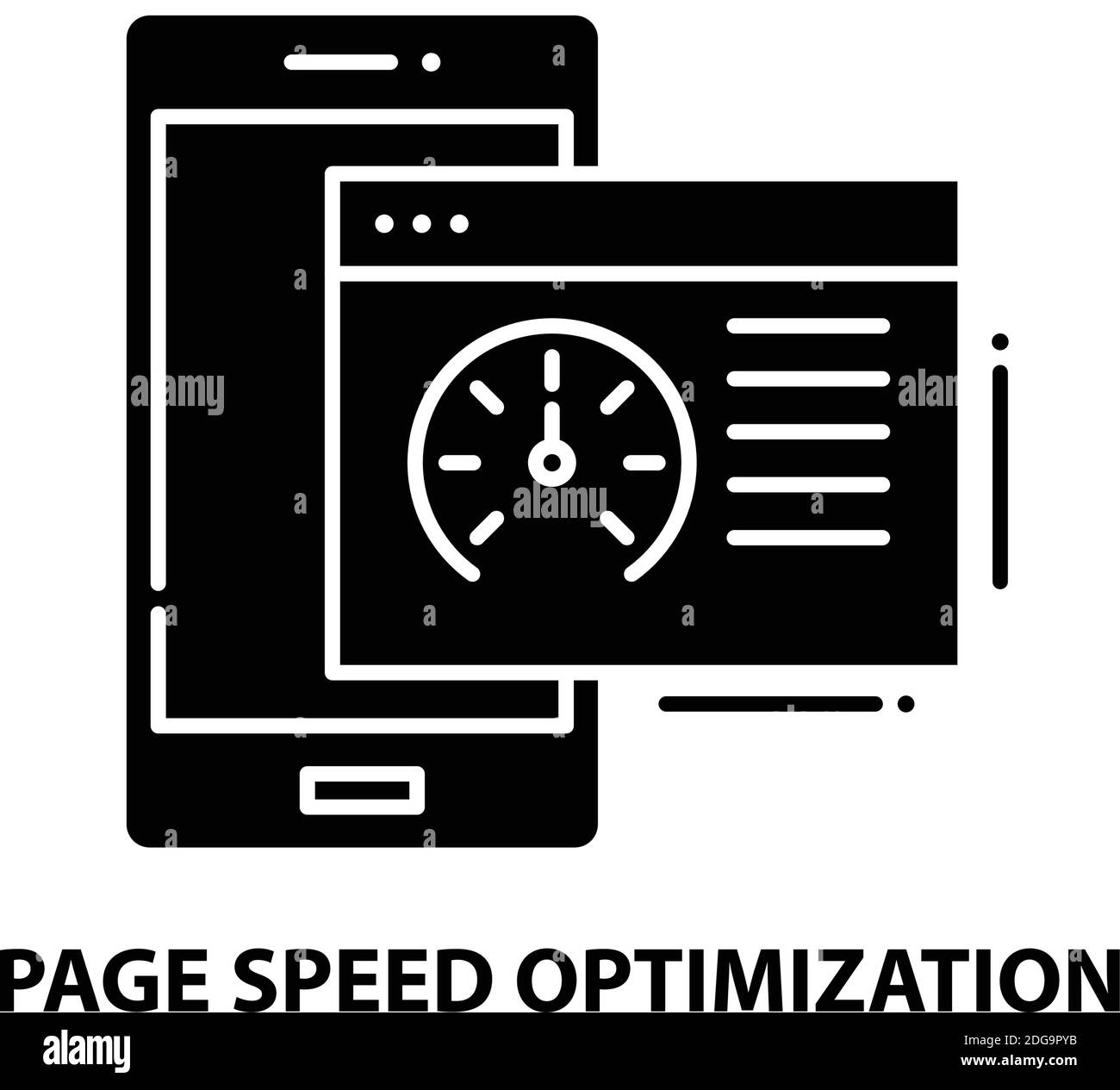 page speed optimization icon, black vector sign with editable strokes, concept illustration ...