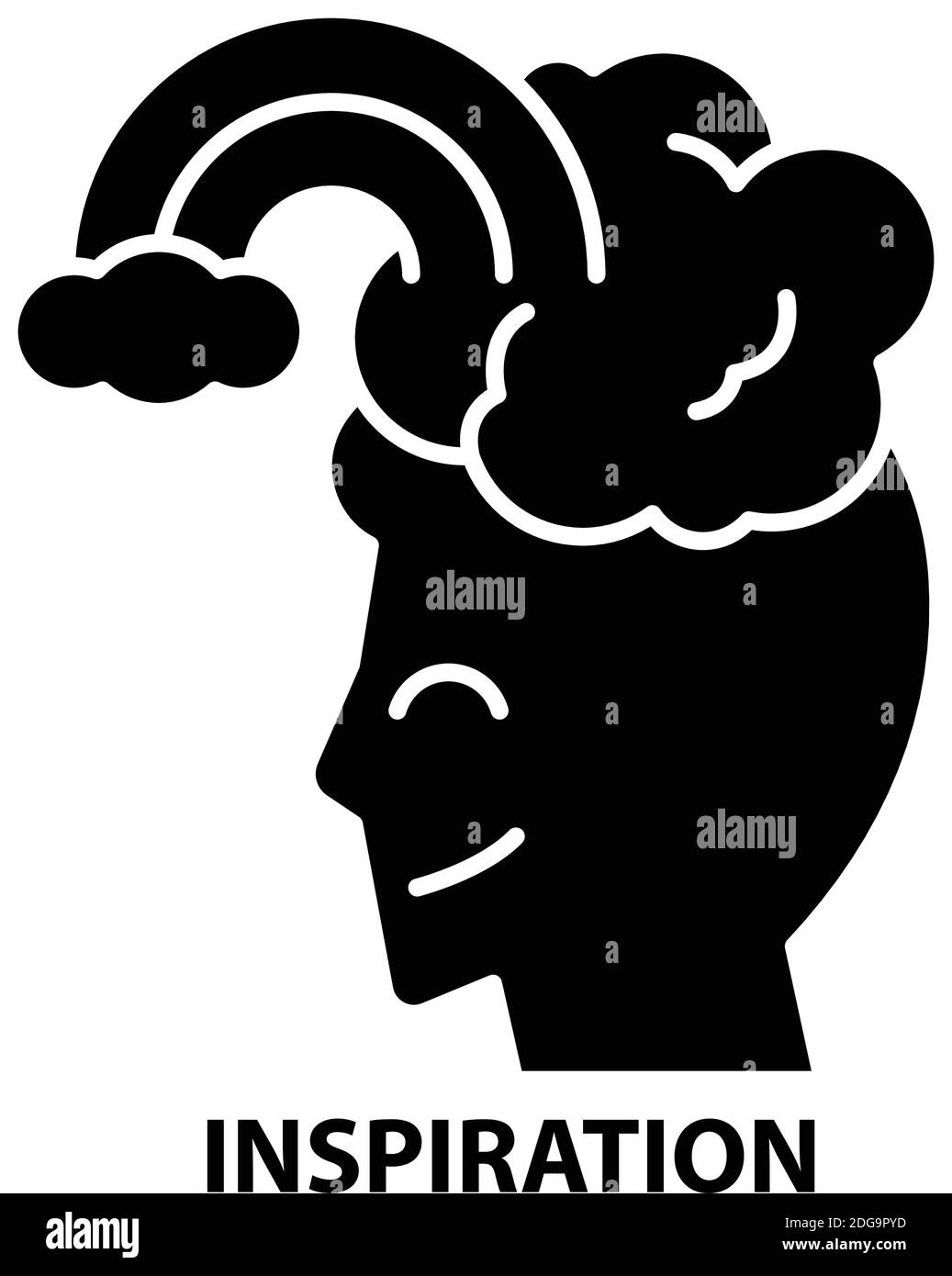 inspiration icon, black vector sign with editable strokes, concept ...