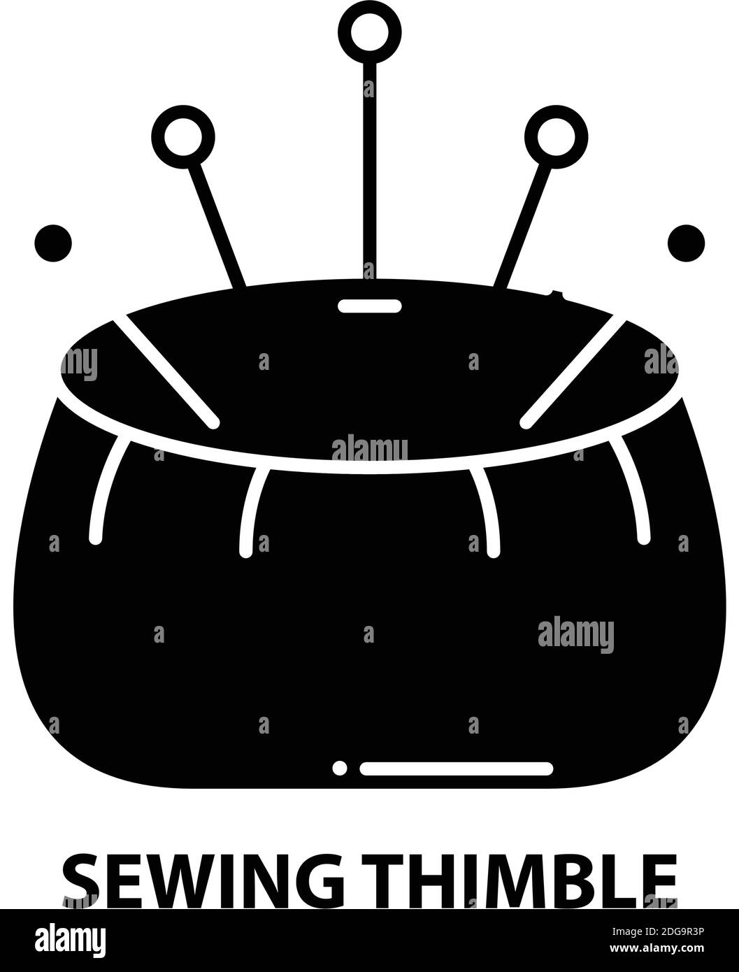 sewing thimble icon, black vector sign with editable strokes, concept ...