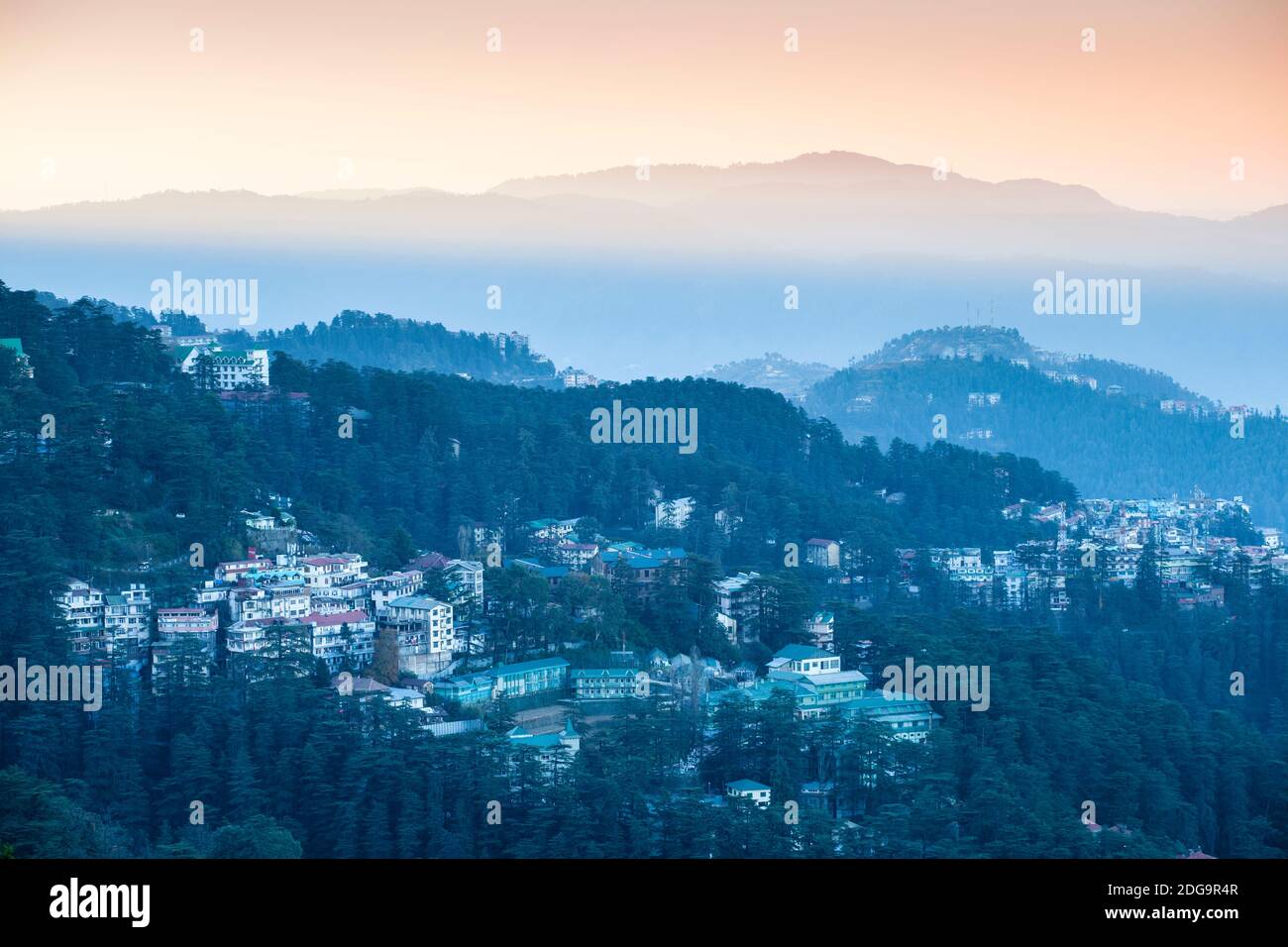 India, Himachal Pradesh, Shimla, View of mountains at dawn Stock Photo ...