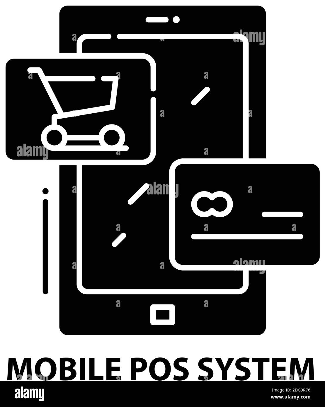 mobile pos system icon, black vector sign with editable strokes ...