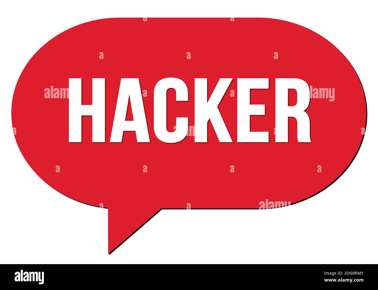 HACKER text written in a red speech bubble stamp Stock Photo - Alamy